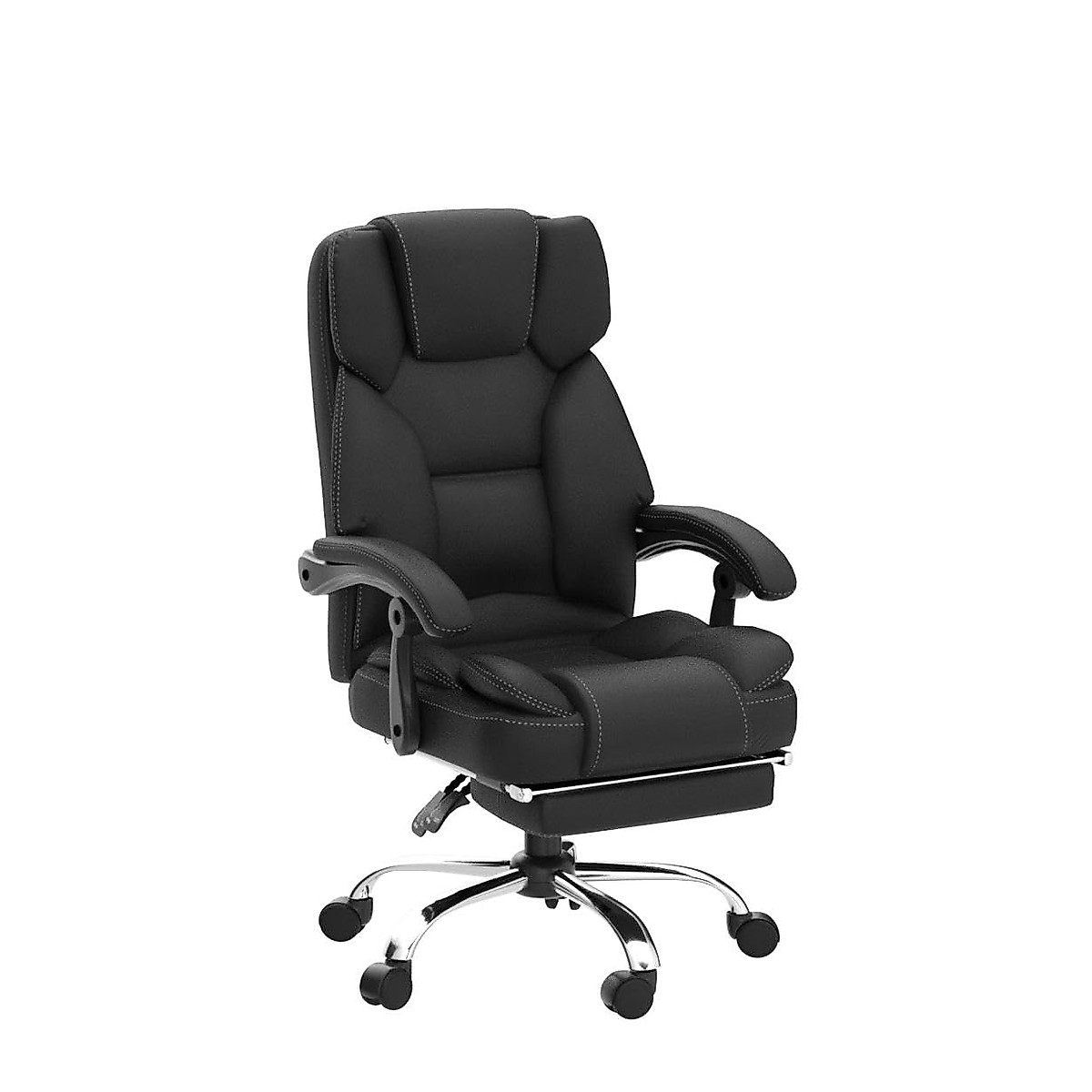Executive Office Chair Task Chair, High Back Adjustable Reclining PU Leather Home Office Computer Swivel Desk Chair, Ergonomic Chair with Footrest Support(Black)
