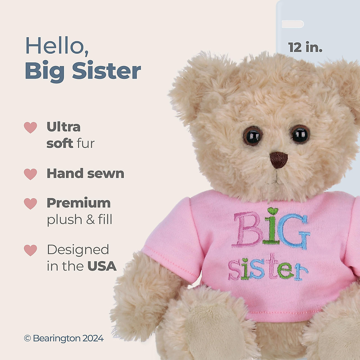 Bearington Ima Big Sister Teddy Bear, 12 Inch Big Sister Stuffed Animal
