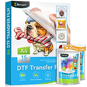SIIHENRRY Premium DTF Transfer Film: A4 (8.3" x 11.7") 15 Sheets Matte PET Heat Transfer Paper for All DTF&DTG Printer Direct Print On T Shirts Textile