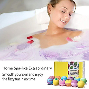 Bath Bombs Gift Set - Organic Extra Large 12 Pack Handmade Natural Bath Bombs with Essential Oils, Sea Salt, Shea Butter, Coconut Oil - Perfect Birthday, Valentines Gift for Women, Kids