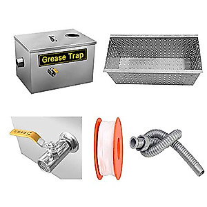 AnEssOil Commercial Grease Trap Stainless Steel Interceptor 0.15 Ton/h (35x20x18cm)