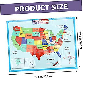 NUOBESTY Cognitive Learning Posters 4 Sheets United States map poster US map synthetic paper supply accessory accessories playroom decor accessory Cartoon hanging pictures