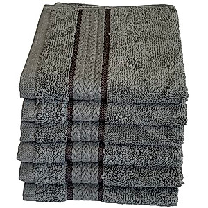 Washcloths, Set of 6 - 100% Ring Spun Cotton Wash Cloth – Thick Loop Pile Washcloth - Extra Absorbent and Soft – Lint Free Face Towel – Perfect for Bathroom Machine Washable Size 12 X 12 inch.