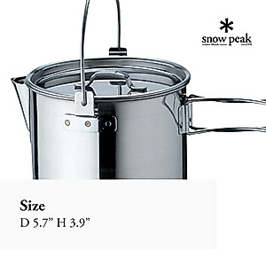 Snow Peak Kettle No. 1 - Stainless Steel Kettle for Outdoor Cooking - Durable Camping Kettle for Camping & Hiking