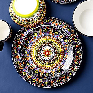 Porcelain Dinnerware Sets, Bohemia Tableware Combination Set | 10 Plates / 2 Bowls / 4 Cups / 4 Mugs - Exotic Ceramics Dinner Sets, Service for 4 Person, Gift for Wedding Housewarming Christmas,8 inc