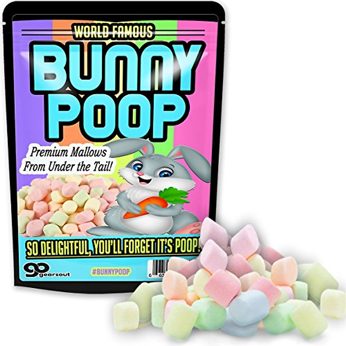 Gears Out Bunny Poop Mallows Candy Gag Funny Easter Basket for Adults Stocking Stuffers Rabbit Poop Colorful Marshmallows for Teens Weird Pranks for Kids