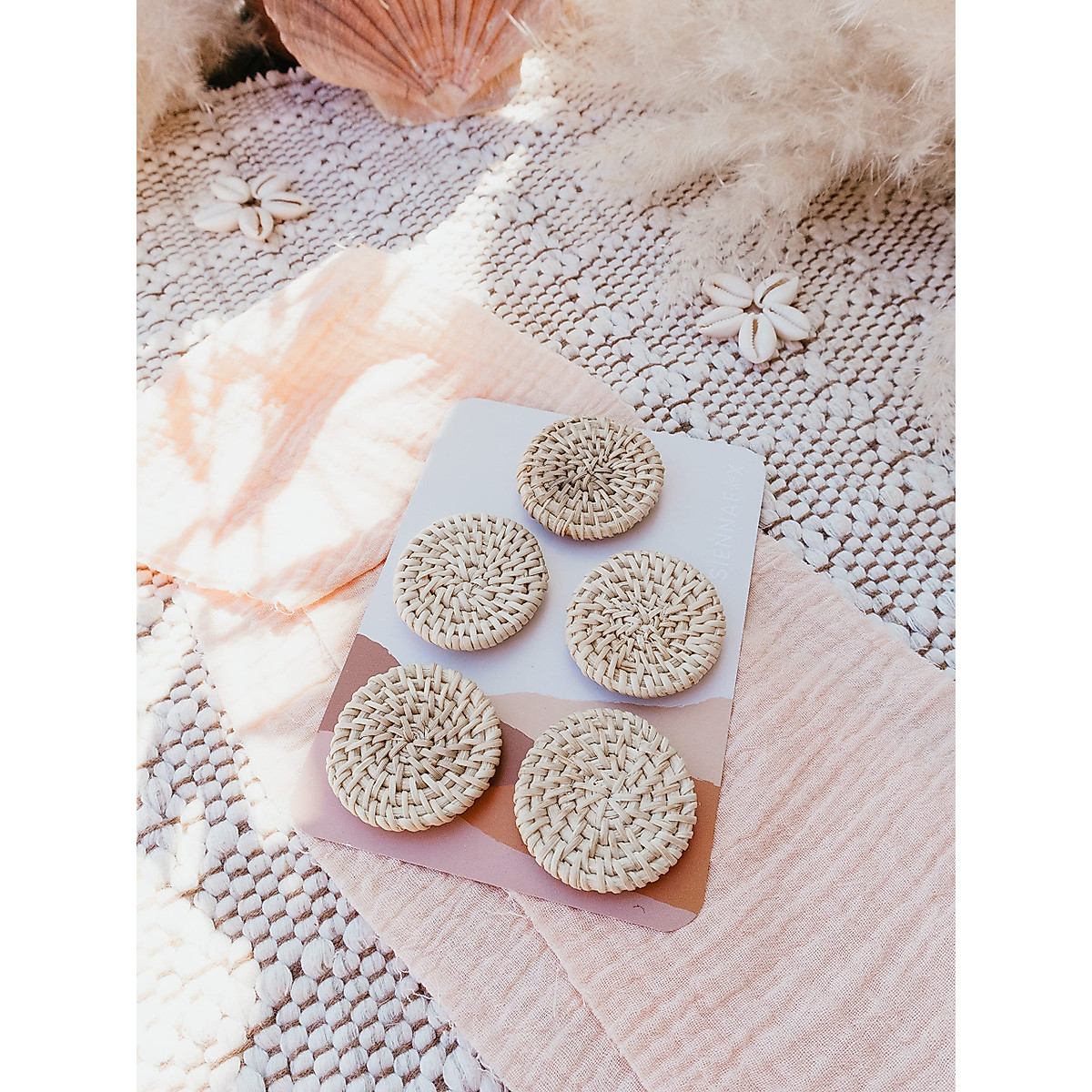 SiennaFox Rattan Fridge Magnet Large Ceramic 1.18in Magnets Boho Home Decor Office Decoration whiteboard Decorative Kitchen Locker Magnetic Aesthetic (Ivory Set of 5)