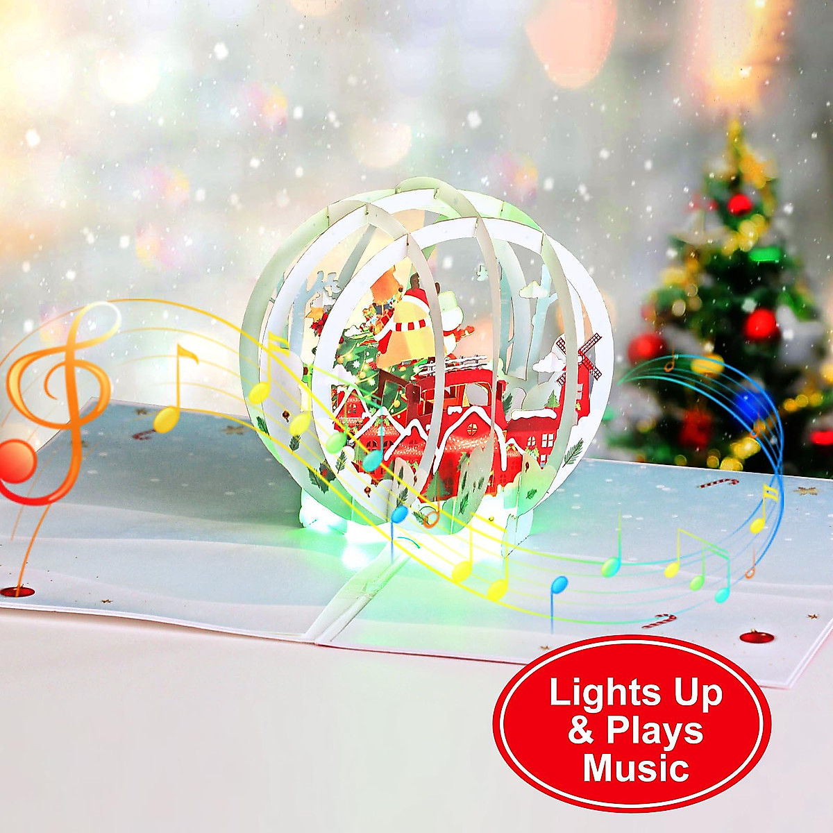 YunXianger Christmas Cards, Light and Music Merry Christmas Card, Funny 3D Pop Up Christmas Greeting Card with Envelope for Women Men Kids Husband Wife Mom Dad Daughter boyfriend