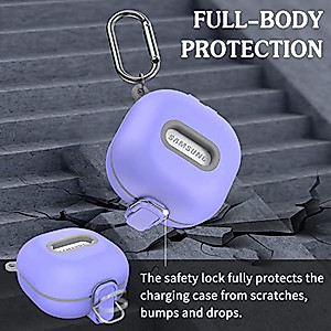QIUDAOY 3in1 with Lock for Samsung Galaxy Buds Pro 2 Case/Galaxy Buds Pro Case/Galaxy Buds 2 Case/Galaxy Buds Live Case,One-piece Hard Shell Protective Cover with Lanyard/Keychain Accessories (Purple)