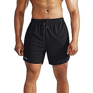 NELEUS Men's 2 in 1 Running Shorts with Liner,Dry Fit Workout Shorts with Pockets,6070,2 Pack,Black/Black,US XL,EU 2XL