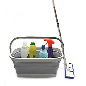 SAMMART 11.6L (3.06 Gallon) Collapsible Rectangular Handy Basket / Bucket (Grey, 1)