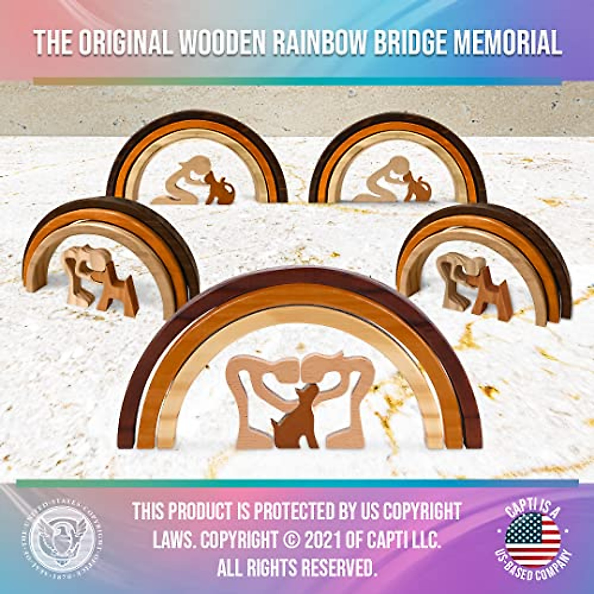 Capti Rainbow Bridge Dog Memorial Gifts, Cat Memorial Gifts - I'll Meet You at The Rainbow Bridge - Pet Loss Gifts, Bereavement, Sympathy Keepsake Dog Mom, Dog Dad for Loss of Pet (Dog and Mom)