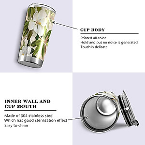 susiyo White Magnolia Flowers Insulated Cup 20 oz Double Wall Vacuum Stainless Steel Coffee Mug for Car