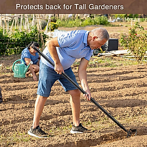 Cultivator Hoe Garden Tools for Gardening, Heavy Duty Stainless Steel 4 Tine Hand Garden Rake Cultivator and Stirrup Hoe Long Handle for Women Weeding Loosening Digging 30-60 inch