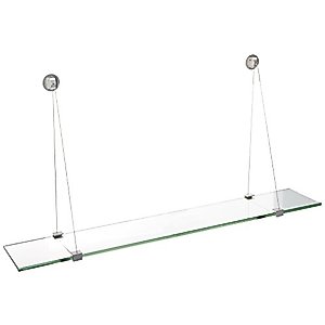 Spancraft Glass Crane Glass Shelf, Brushed Steel, 12 x 24