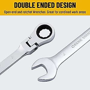 Pilida 18mm Ratcheting Combination Wrench 12 Point Metric Flex Head Gear Wrench Rachet Box End Spanner 72 Teeth Chrome Vanadium Steel
