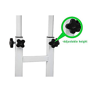 Mind Reader Rolling Standing Desk Home Office Laptop Workstation Locking Wheels Adjustable Angle, White, Wood