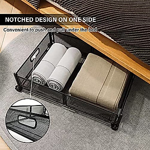 Femococ Under Bed Storage with Wheels, 2 Pack Under Bed Storage Containers Foldable Under Bed Wheeled Storage Space-Saving Solution for Shoes, Clothes & Blankets - White