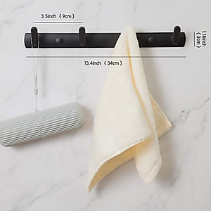 4 Hooks Matte Black Wall Bathroom Towel Hooks Mount Stainless Steel Heavy Duty Shower Wall Coat Rack Hooks Rail Decorative Bath Hooks for Hangin,Hats Hook kitchen Towel Wall Hook Rack for Hanging