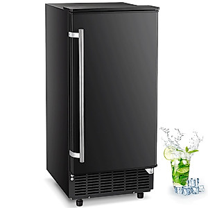Joy Pebble Commercial Cube Ice Maker，Built-in Ice Maker Machine, 80lbs/Day, 40 Ice Cubes/Cycle, Reversible Door, Drain Pump, 24H Timer & Self-Cleaning, Under Counter Ice Cube Machine for Home, Black