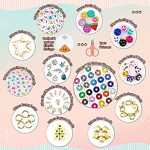 FZIIVQU 6100 Pcs Clay Beads Bracelet Making Kit 24 Colors Flat Clay Beads Set Friendship Bracelet kit with Polymer Clay Heishi Bead UV Letter Beads for Jewelry Earrings Making