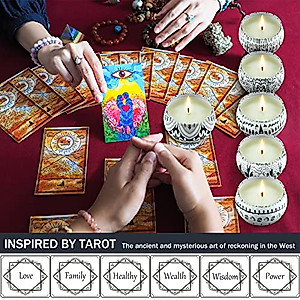 Scented Candles Gifts for Women, 6 Pcs 34 Oz Tarot Candle Set, Unique Witchy Gift, Thank You Gift for Bath, Yoga, Stress Relief Gift Basket for Women, Perfect for Valentines Day, Friend Birthday Gifts