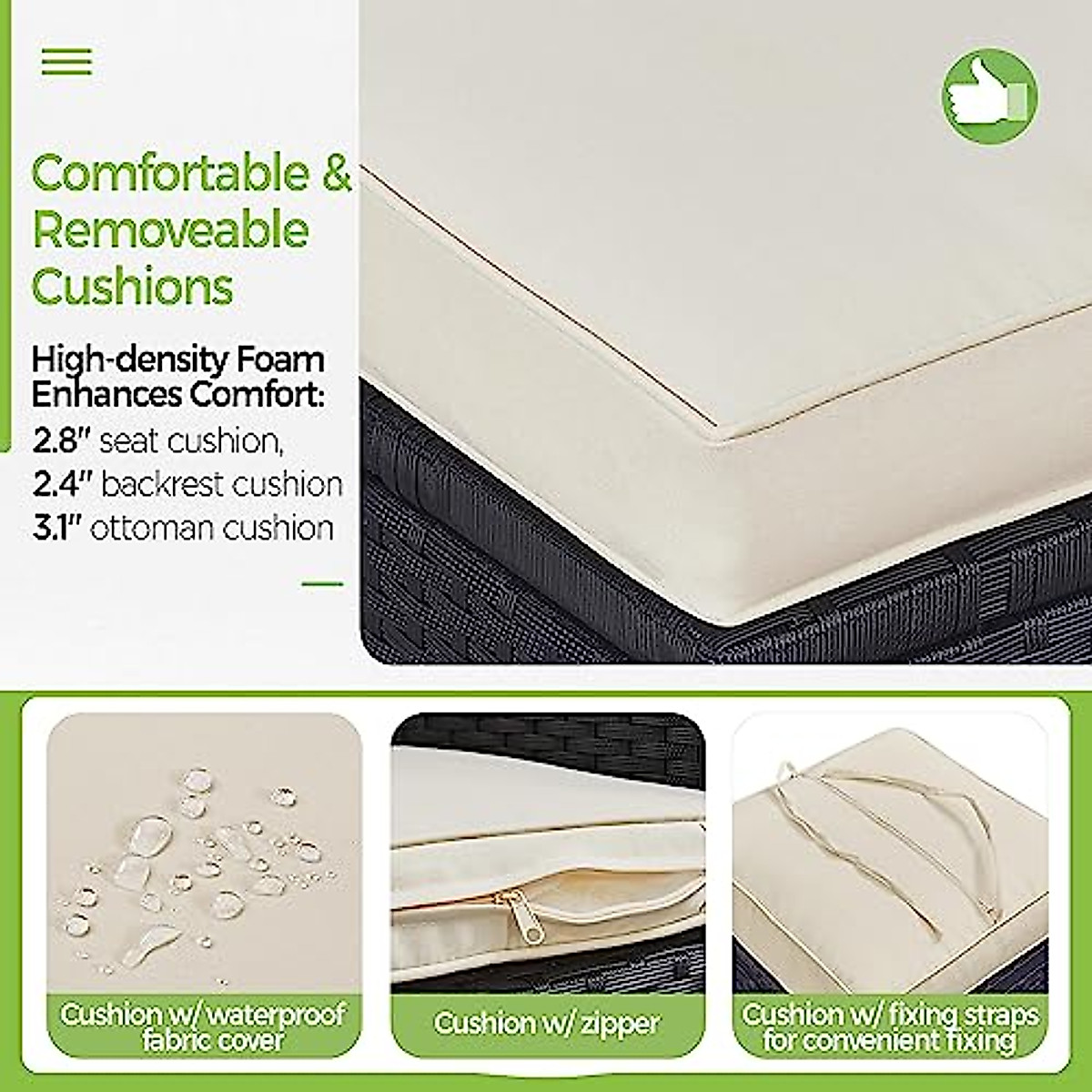 Yaheetech 9-Piece Patio Dining Sets Outdoor Space Saving Rattan Chairs with Glass Table, Wicker Patio Furniture Sets Outdoor Sectional Conversation Set with Removeable Cushions, Black