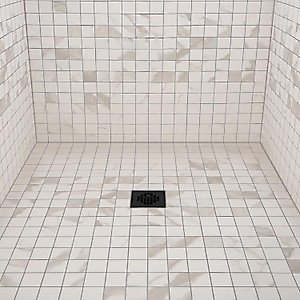 4-1/4” Square Snap-in Black Shower Drain - Matte Black Shower Drain - 4.25 inch Shower Drain Cover - Durable Square Shower Drain and Floor Drain Cover- **3" OD Snap-in Prong to Prong**
