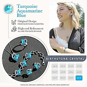 Leafael Infinity Love Heart Link Bracelets, December Birthstone Crystal Bracelet for Women, Silver Tone Jewelry Gifts for Her, Turquoise Aquamarine Blue, 7-inch Chain and 2-inch Extender