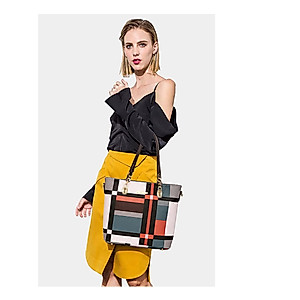 6-Pcs Handbags Set for Women Faux Leather Tote Bag Fashion Top-Handle Handbag Shoulder Bags Crossbody Totes Satchel Purses & Wristlet Wallet Purse Set-Green