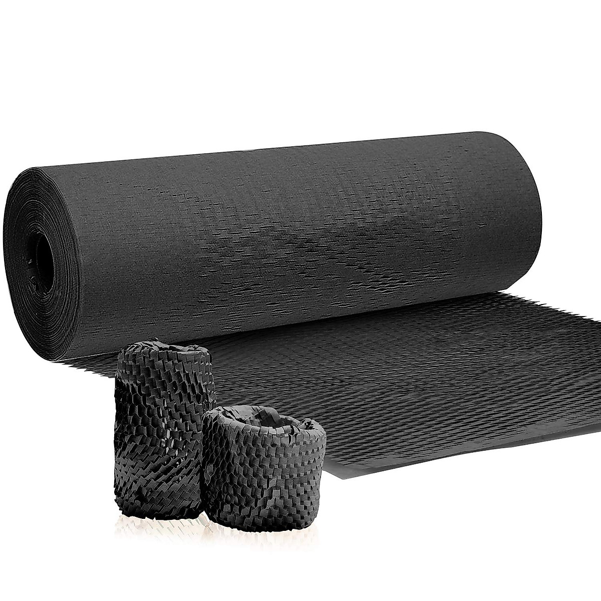 Honeycomb Packing Paper, 12" x 131' Honeycomb Cushioning Wrap Roll Recyclable Wrapping Paper Eco-friendly Packaging Paper Kraft Paper Bubble Paper Wrap for Packing, Moving, Shipping (Black)
