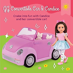 Glitter Girls – Purple Convertible Car & 14-inch Poseable Doll Candice – Rolling Wheels, Opening Doors, Trunk & Interior Storage – Toys, Clothes, and Accessories for Ages 3+