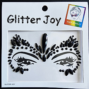 Rhinestone Face Gems Jewels, Festival Face Jewels Tattoo Stickers, Rave Crystals Face Gems Stick on, Body Gem Stones Bindi Temporary Face Tattoos for Festival Rave,4-Pack, Black