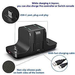 Upgraded Controller Charger Dock Station for Nintendo Switch Pro Controller and Joy con, FANPL 6-in-1 Charging Stand for Switch & OLED Model & Lite with Charging Indicator and Type C Charging Cable