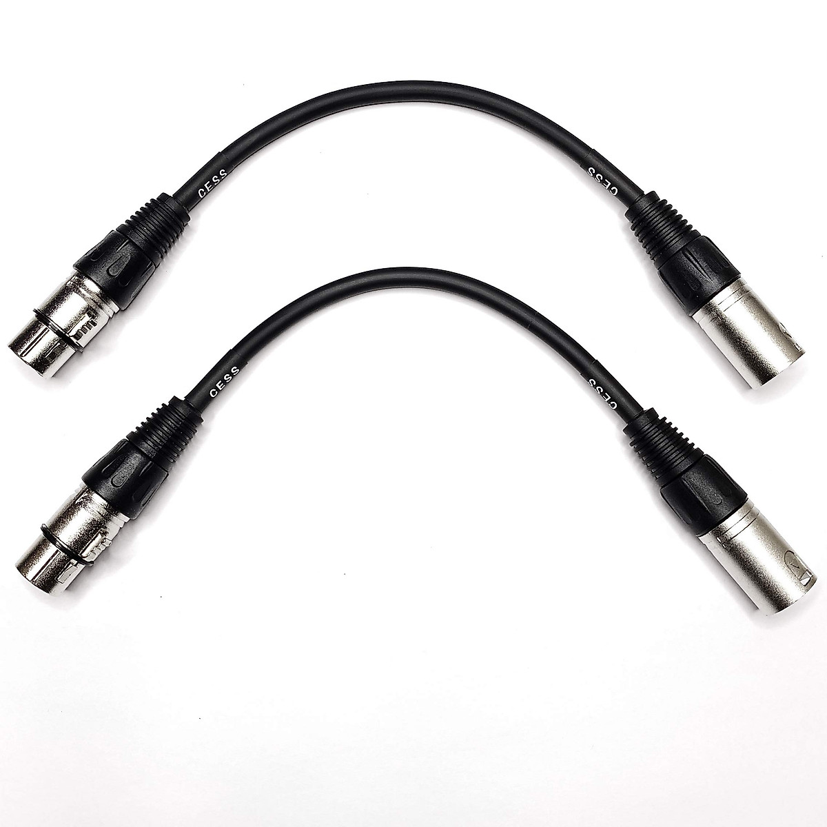 CESS-018 XLR5M to XLR3F DMX512 Adapter Cable - 6 Inch 5 Pin Male to 3 Pin Female XLR Turnaround DMX Cable - 6'' DMX Conversion Plug - Go from 5pin to 3pin DMX - 2 Pack