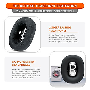 WC SweatZ Max - Protective Earpad Covers for Airpods Max Made by Wicked Cushions | Sweatproof & Easily Washable | Full Earpad Sweat Protection | Black