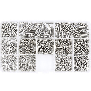 LBY 600pcs M2 M2.2 M2.6 M3 Pan Head Self-Tapping Sheetmetal Screw Assortment Kit, 12 Sizes, 304 Stainless Steel