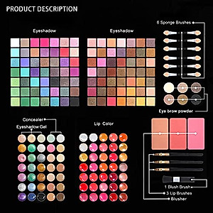 Makeup Kit for Women Full Kit-177 Color All in One Makeup Set Palette,Eyeshadow,Lipstick,Mascara,Eyeliner Stamp,Eyebrow Wax,Powder,Blusher,Concealer,Brushes Set,Makeup Gift Set for Women Girl Teen