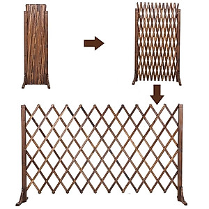 Expandable Wooden Fence, Freestanding Wood Garden Trellis Fencing, Fence Panel Partition Decorative, for Indoor Outdoor Garden Courtyard (Color : Natural, Size : 80x160cm)