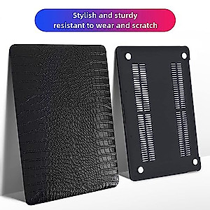 AMCJJ Compatible with MacBook Air 15 inch Case 2024 2023 Release M3 A3114 M2 A2941, Hard Shell Cover & Keyboard Cover & Screen Protector - Black Leather