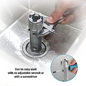 DURATECH 10"-17" Telescoping Basin Wrench with 1-3/8" to 2-1/2" Large Jaw Capacity & Tub Drain Remover Wrench Aluminum Alloy Drain Removal Tool, Dual Ended