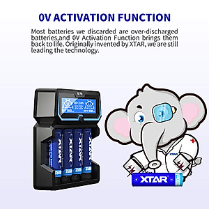 XTAR X4 2A Fast AC Power Battery Charger 2 Input Ports with USB Output Function for 3.6V 3.7V 14500 16340 18650 20700 21700 26650 1.2V AAAA AA A SC C