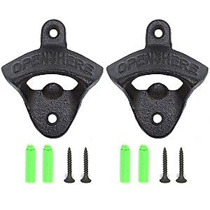 Lofekea Wall Mount Bottle Opener, 2 PACK Vintage Style Cast Iron Beer Bottle Opener Wall Mounted