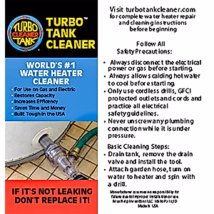 Turbo Tank Cleaner - Water Heater Cleaning Tool, Improves Hot Water Supply, Removes Hard Water Sediment, Flushes Gas & Electric Tanks, Pro-Grade DIY Solution
