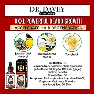 DR.DAVEY Beard Growth Oil for Men Castor Oil Beard Growth Serum Mustache Oil Facial Hair Oil Growth Thicker Fuller
