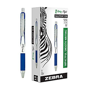 Zebra Pen Z-Grip Flight Retractable Ballpoint Pen, Bold Point, 1.2mm, Blue Ink, 12-Count