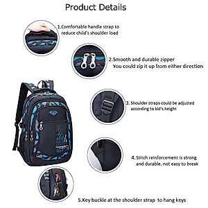 Camo-Print 3pcs Backpack Set with Lunch Bag Pencil Case Kids Elementary Middle School Bookbag for Teen Boys