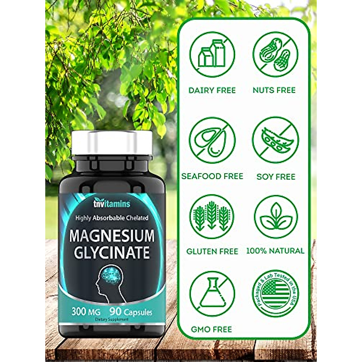 Chelated Magnesium Glycinate Capsules (300 MG x 90 Count) for Women & Men | AKA Magnesium Bisglycinate | Highly Absorbable | Calm, Sleep, Muscle, Nerve, & Stress Support* | by TNVitamins
