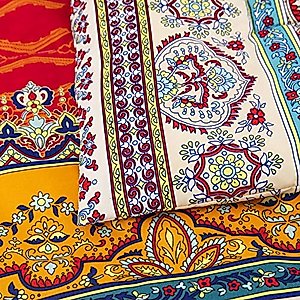 Bohemain Comforter Set Queen, Reversible Boho Down Alternative Comforter Set for All Seasons, 3 Pieces (1 Solid Comforter + 2 Pillow Shams), Soft Microfiber Bedding 90'' x 90"