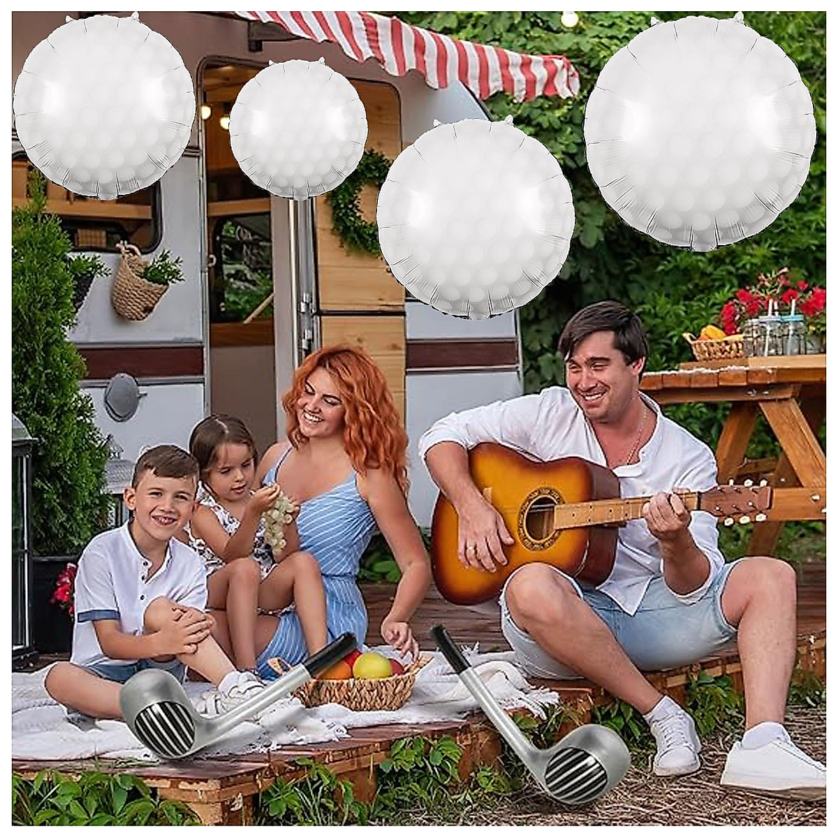 8 PCS Golf Balloons Golf Themed Party Decorations,2 Pcs Inflatable Golf Club 6 Pcs 18'' Huge Golf Ball Balloons,Party Accessory,Foil Mylar Golf Ball Balloons For Birthday Sports Graduation Party